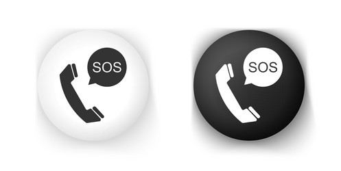 Sos call icon isolated 911 emergency help Vector Image