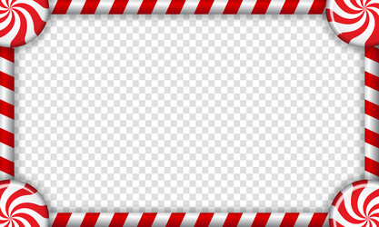 Rectangle candy cane frame with red and white Vector Image