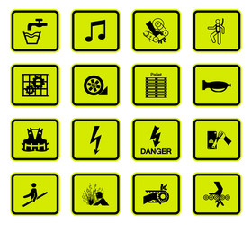 Warning hazard symbols labels sign isolated Vector Image