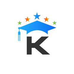 Letter k education logo concept with open book Vector Image