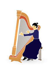 Harp player musician play lyre Royalty Free Vector Image