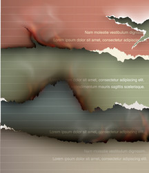 White paper notes in fire blank burning pages set Vector Image