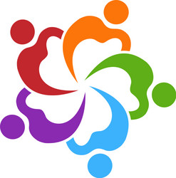 Teamwork group people and heart logo Royalty Free Vector