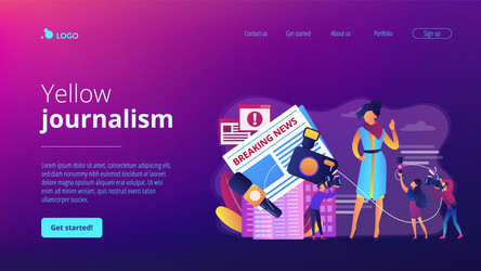 Yellow press concept landing page Royalty Free Vector Image