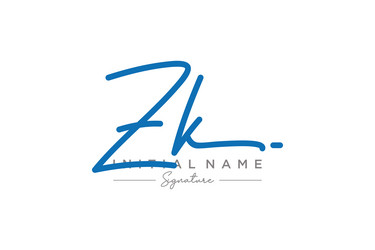Initial zk signature logo template hand drawn Vector Image