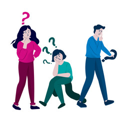 Questioning people men women in doubt thinking Vector Image