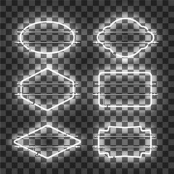 White glowing frame neon sign ace cards Royalty Free Vector