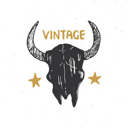 Vintage burn flame fire with angus cow bull bison Vector Image