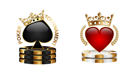 Poker tournament emblem isolated monochrome logo Vector Image