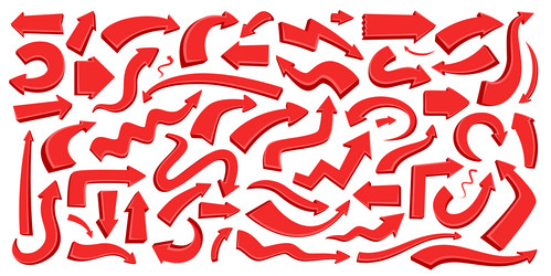 Red arrow icon set collection different arrows Vector Image