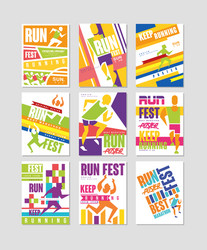 Run fest posters set sport and competition Vector Image