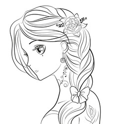 A black and white coloring girl Royalty Free Vector Image