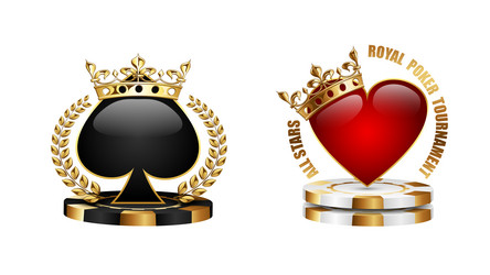 Poker tournament emblem isolated monochrome logo Vector Image