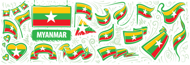 Myanmar flag Royalty Free Vector Image - VectorStock