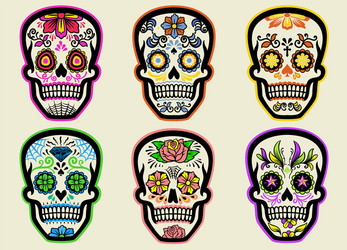 Sugar skull day of the dead set Royalty Free Vector Image