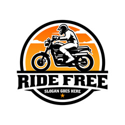 Rider logo design with closed face motorcycle Vector Image