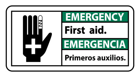 First aid kit inside sign label sign on white Vector Image