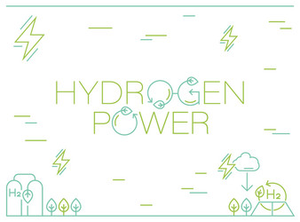 Green hydrogen society poster landscape Royalty Free Vector
