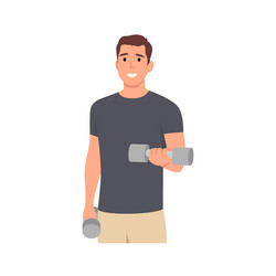 Man doing alternating dumbbell curl flat Vector Image