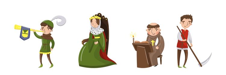 Medieval people characters from european middle Vector Image