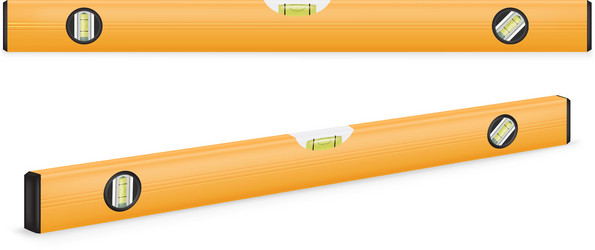 Yellow spirit levels various views on white Vector Image