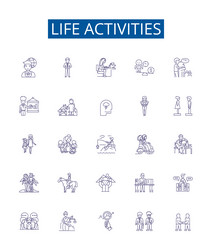 Daily routine line icons signs set design Vector Image