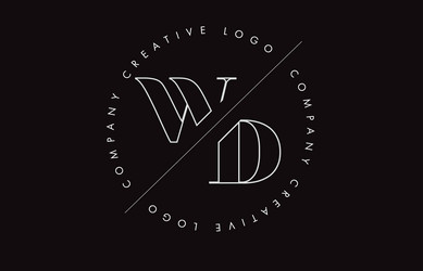 Creative blue letters wd w d logo with leading Vector Image