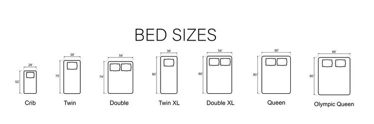 Bed sizes and mattress dimensions pictograms Vector Image
