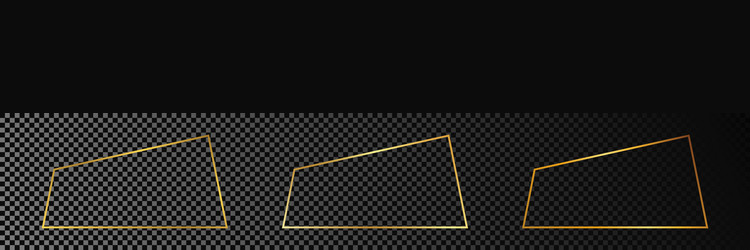 Gold glowing rounded trapezoid shape frame Vector Image