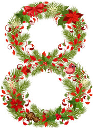 Set of numbers christmas tree from 1 to 3 Vector Image