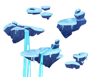 Isometric islands cartoon landscape with rock ice Vector Image