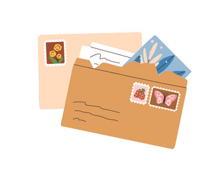 Open craft envelope with handwritten paper letter Vector Image