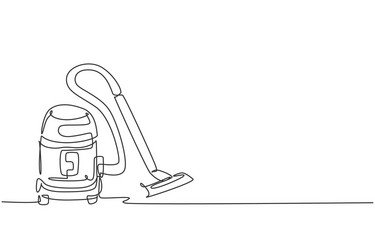 Single one line drawing smiling cleaning staff Vector Image