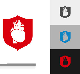 Heart shield logo template creative human Vector Image