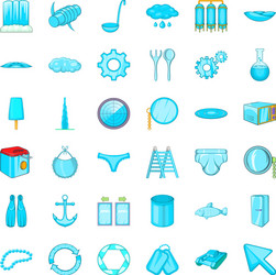 Blue set icons cartoon style Royalty Free Vector Image
