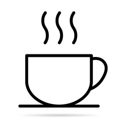 Coffee icon with shadow breakfast drink cafe Vector Image