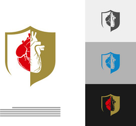 Heart shield logo template creative human Vector Image