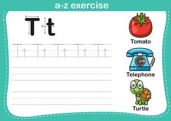Alphabet letter t - turtle exercise with cartoon Vector Image