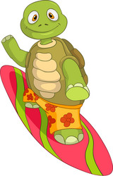 Cute green waving turtle Royalty Free Vector Image