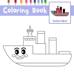 Coloring page fireboat cartoon character Vector Image