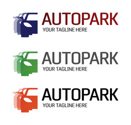 Creative modern autopark logo parking sign car Vector Image