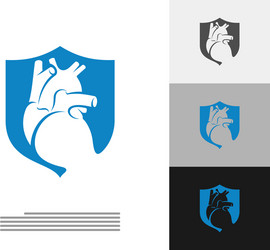 Heart shield logo template creative human Vector Image