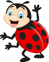 Ladybug waving hand with wing Royalty Free Vector Image