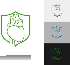 Heart shield logo template creative human Vector Image