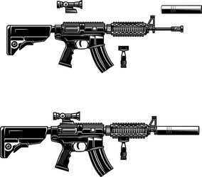 Modern Assault Rifles Set Royalty Free Vector Image
