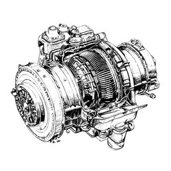 Transmission drawing isolated hand drawn engraved Vector Image