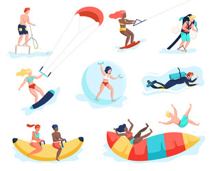 Summer water activities set Royalty Free Vector Image