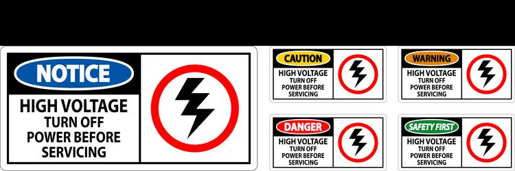 Warning sign high voltage - turn off power before Vector Image