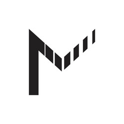 Letter m stripes geometric logo Royalty Free Vector Image