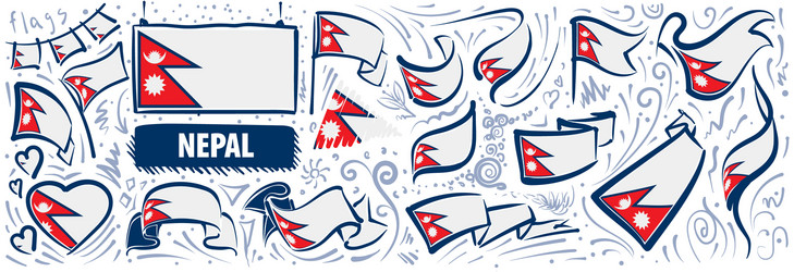 Nepal hand drawn cartoon doodles Royalty Free Vector Image